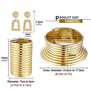 sailimue 4pcs African National Jewelry for Women African Egyptian Choker Collars Gold Chunky Statement Leather Necklace Bangle Bracelet Earring Jewelry Set, MQI-SAIS-SS29-Africa