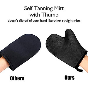 Self Tanning Mitt Tan Mitt Tanning Mitt Applicator with Thumb and Face Applicator Mitt Washable Reusable Sunless Tanner Mitt Tools Set for Mousse, Lotion, Spray and Oil（Black）