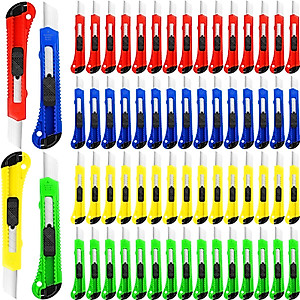WILLBOND 120 Pack Box Cutter Retractable Utility Knife 18 MM Wide Blade Cutter Card Cutter with Snap off Cutter for Cardboard Art Craft for Office and Home Use (Multicolor)