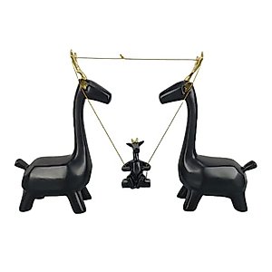 Reindeer Decor Statue Resin Deer Sculpture 3PCS Black Deer Family Set Deer Home Decor Parents with Child Decoration for Home Office Decor Black