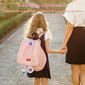 joyibay 6PCS 3'' Cross Stitch Embroidery Kits for Kids, Cross Stitch Beginner for Handicraft, Fruit Patterns DIY Handmade Pendant Hoops for Kids Manual Backpack Decoration with Chains