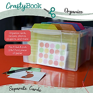 CraftyBook Greeting Card Organizer Box with Dividers - Empty Rainbow Card Keeper Envelope Storage Box for 5 x 7 Birthday and Christmas Cards - Stationery Organizer for All Occasion Note and Postcards