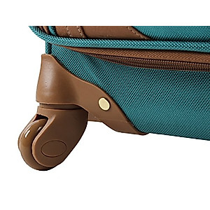Steve Madden Designer 15 Inch Carry on Suitcase- Small Weekender Overnight Business Travel Luggage- Lightweight 2- Rolling Spinner Wheels Under Seat Bag for Women (Harlo Teal Blue)
