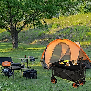 Aluminum Alloy Steel Collapsible Board Desktop for Garden Cart Foldable Wagon，Heavy Duty Foldable Metal Board for Outdoor Camping 34.64x20.87'' Black (Garden Cart not Include)