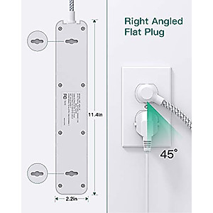 Surge Protector Power Strip - Addtam 10 Ft Long Extension Cord with 12 Outlets(3-Side) and 3 USB Ports, Flat Plug Overload Surge Protection Outlet Strip, Wall Mountable for Home, Office and Dorm