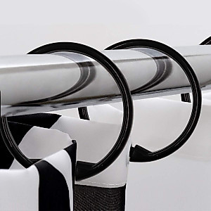 Qulable Shower Curtain Rings-12 Pack- Plastic Shower Curtain Hooks O-Shaped Rings Hook Glide Easily on Bathroom Shower Rod(Black)