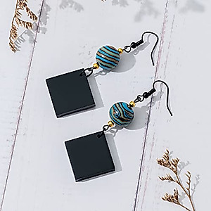Handmade Earrings Stone Drop Dangle Earrings Black Resin Earrings for Women and Girls