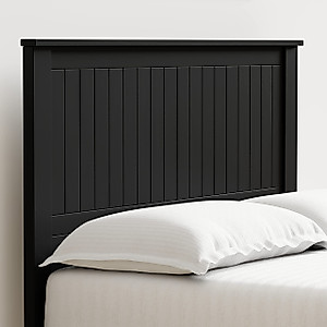 Glenwillow Home Wainscott Wood Panel Headboard in Black - Full Size