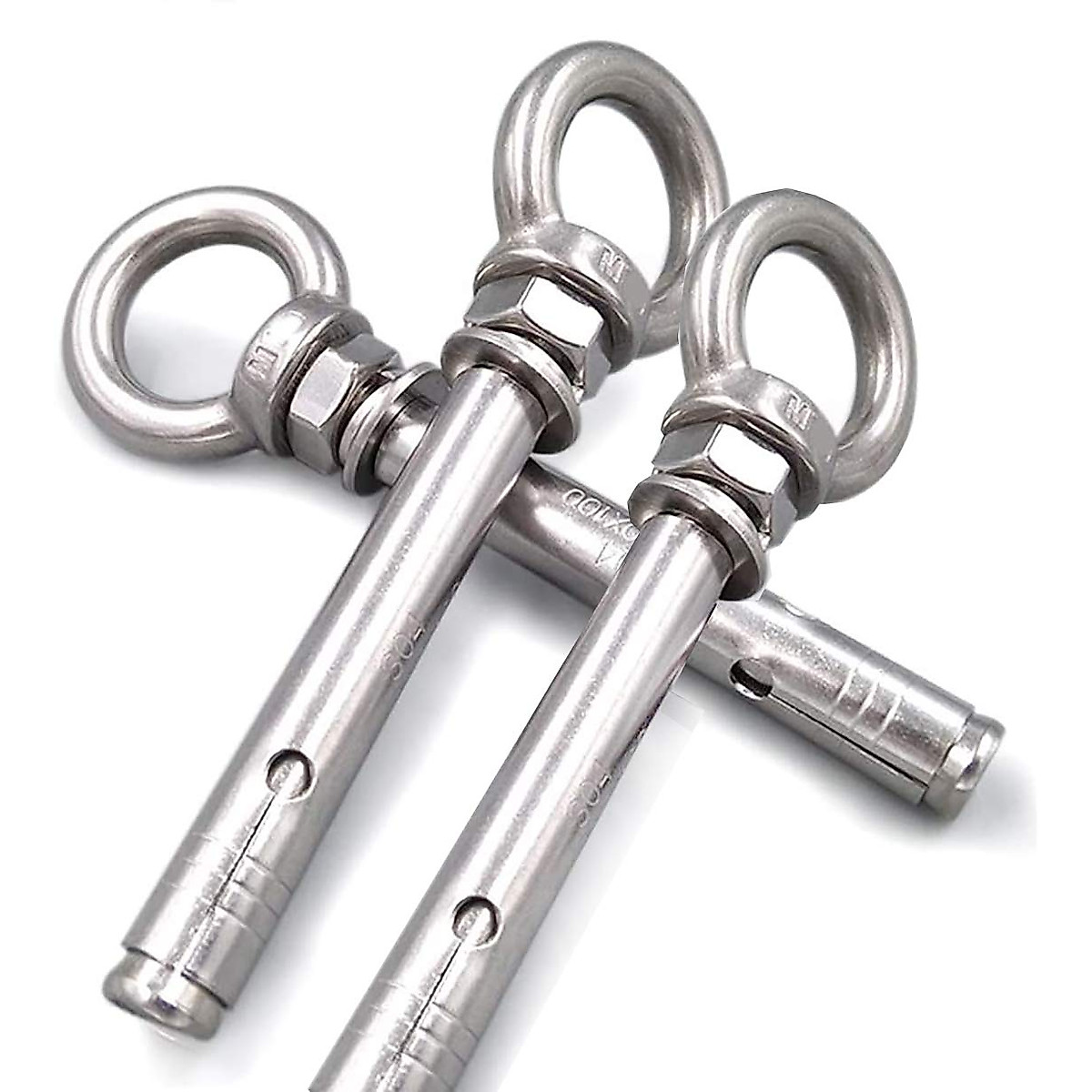 Amycheer Ring Lifting Expansion Eyebolt Screw Bolt 304 Stainless Steel Closed Hook Anchor Eye Bolt Wall Concrete Expansion Screws Bolts M6x80mm 5 Pack