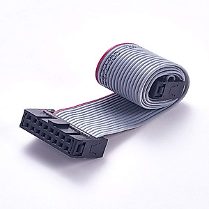 Heyiarbeit 2pcs IDC 16 Pin Connector Gray Wire Flat Ribbon Cable Connector Length 30cm 2.54mm Pitch
