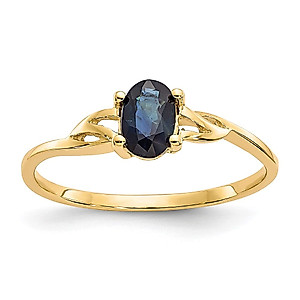 IceCarats 14K Yellow Gold Blue Sapphire Ring Gemstone Band September Birthstone Jewelry Size 7.00