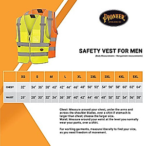 Pioneer Hi Vis Safety Vest for Men & Women - Reflective Cooling Mesh - 8 Pockets - Class 2 - Construction, Traffic, Security
