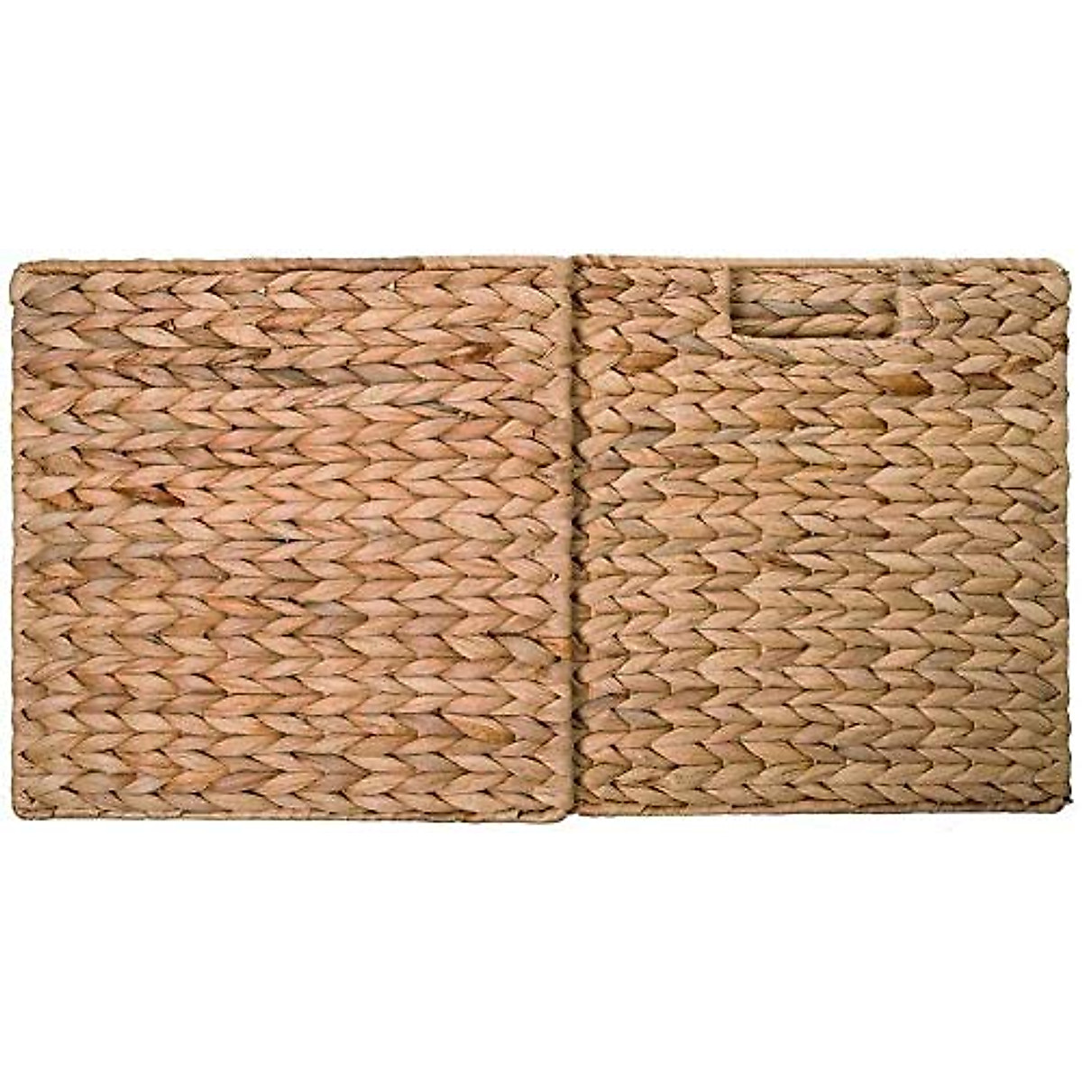 4 Decorative Hand-Woven Small Water Hyacinth Wicker Storage Basket, 16x11x11 Perfect for Shelving Units