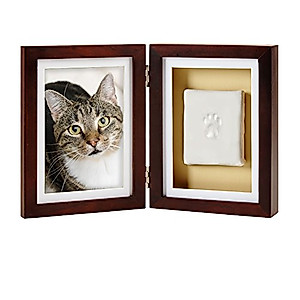 Pearhead Dog or Cat Pawprint Tabletop Photo Frame With Clay Imprint Kit, Tabletop Pet Keepsake Picture Frame, Paw Print Making Kit Included, 4" x 6" Photo Insert, Espresso