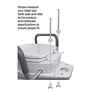 Essential Medical Supply Raised Elevated Toilet Seat Riser for an Elongated Toilet with Padded Aluminum Arms for Support and Compatible with Toilet Seat, Elongated, 19 x 14 x 3.5