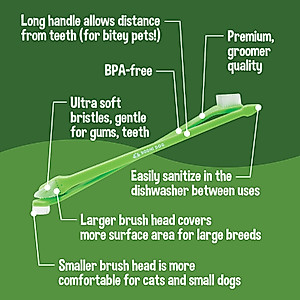 Bodhi Dog Dual-Headed Long Dog & Cat Toothbrush | Puppy Toothbrush with Soft Bristles for Pet Dental Care | Easy Teeth Cleaning Dog Toothbrush, 50 Count