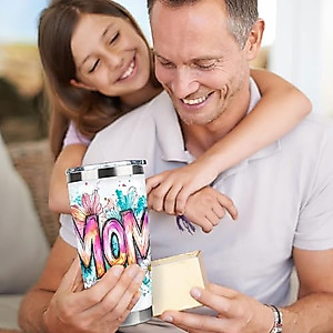 FOCIUZTA 20oz Colorful Watercolor Floral Artistic Tumbler with lid, Travel Coffee Cup, Ideal for Easter, Mother Day, and birthday gifts