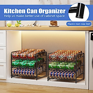 Simple Trending Can Rack Organizer, Stackable Can Storage Dispenser Holds up to 36 Cans for Kitchen Cabinet or Pantry, Black