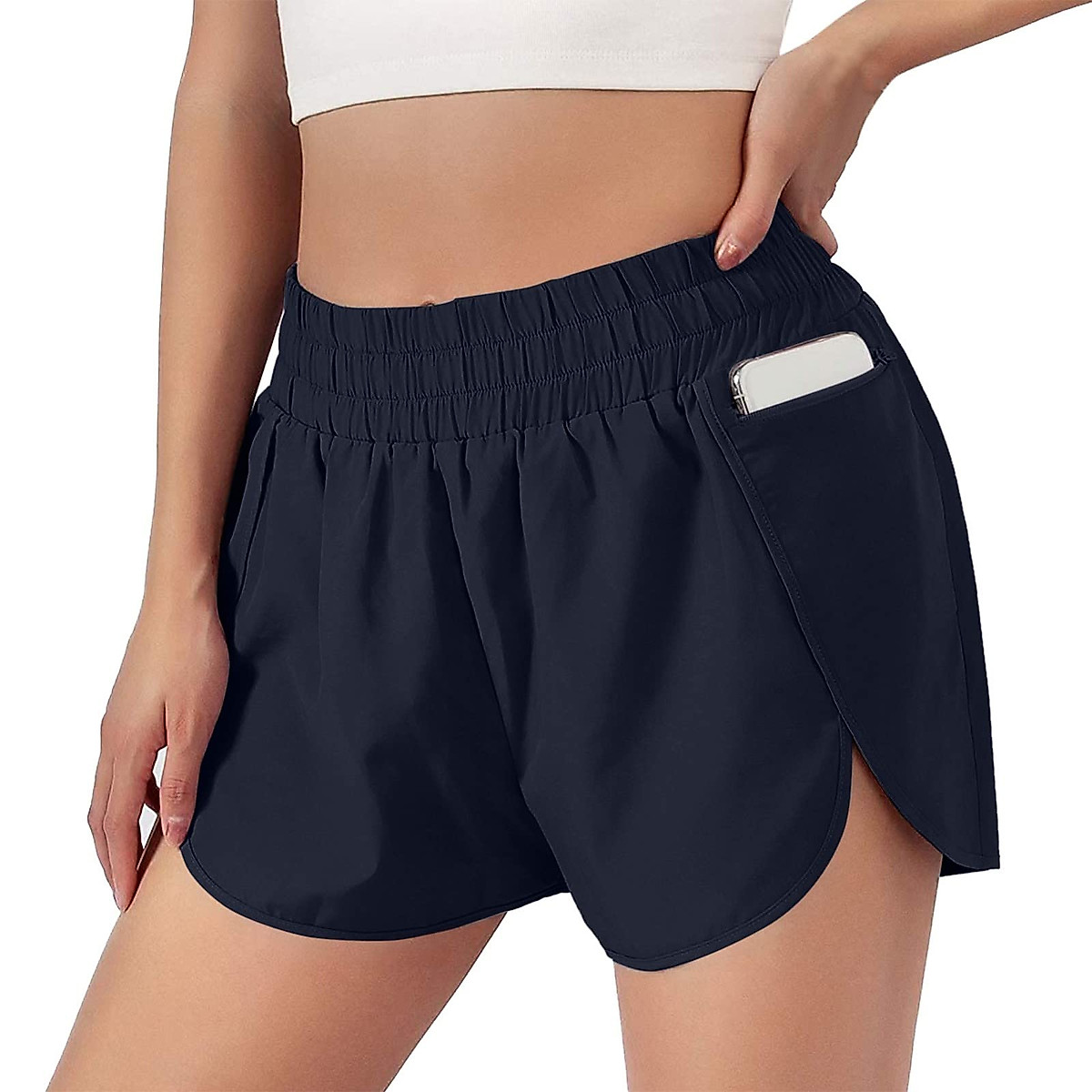 Bblulu Womens Workout Shorts with Zipper Pocktes Quick Dry Biker Shorts Running Short High Waist Shorts Sporty Athletic Pants