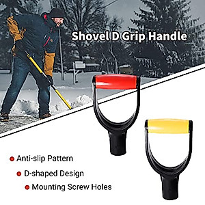 MroMax 2Pcs Shovel D Grip Handle, 1-1/4" Inner Diameter 32mm PVC Spade Snow Shovel Replacement Handle Garden Accessories for Digging Raking Gardening Tool Camp Shovel Garden Shovel