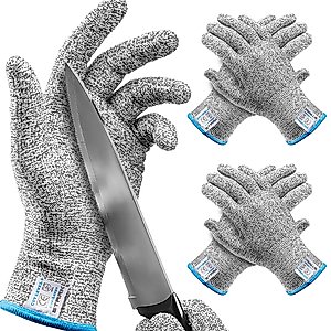 Stark Safe Cut Resistant Gloves, Level 5 Protection, Kitchen Cut Gloves for Meat, Shucking, Fillet, Mandolin Slicing, Carving, 2 Pair, Large