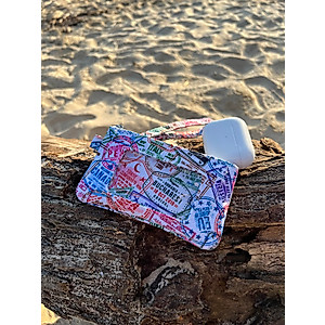 DQL Cute travel wallet, small, light and compact Visa print id holder wallet id wallet keychain id card wallet, zip id case with lanyard, Small Zipper Wallets for Women