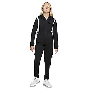 Nike Boy's Elite Full Zip Hoodie (Little Kids/Big Kids) Black/Black/White/White LG (14-16 Big Kid)