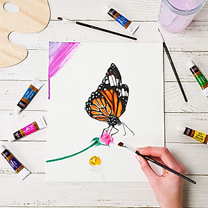 Acrylic Paint Set 24 Colors (0.41 oz, 12 ml) Paint Kit For Artists & Beginners Craft Paints for Paper,Canvas,Rock Painting,Wood,Ceramic & Fabric Vibrant -Non-Toxic including 3 paint brushes