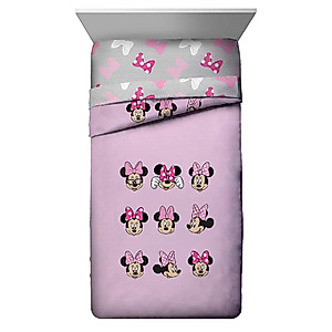 Jay Franco Minnie Mouse Faces 5 Piece Twin Bed Set (Offical Disney Product)