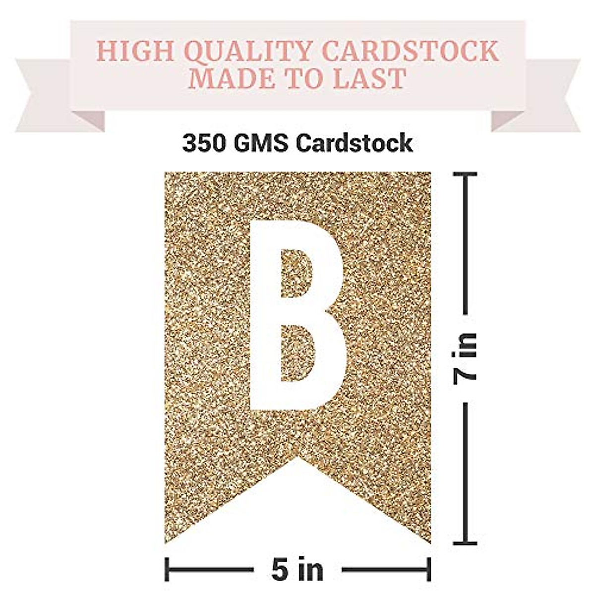 Pre-Strung Happy Birthday Banner - NO DIY - Gold Glitter Birthday Party Banner - Pre-Strung Garland on 6 ft Strands - Gold Birthday Party Decorations & Decor. Did we Mention no DIY?