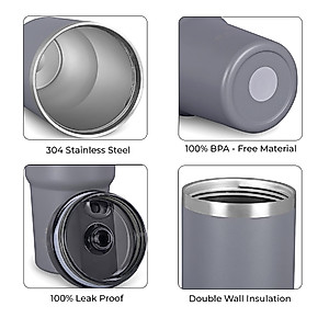 NAMAH-AtYourService 30oz/890ml Stainless Steel Tumbler Handle - Vacuum Insulated leakproof extra Cloud LID Stainless Steel Straw Straw Cap cleaning brush & Carabiner Hook (Stormy Slate Gray), Large