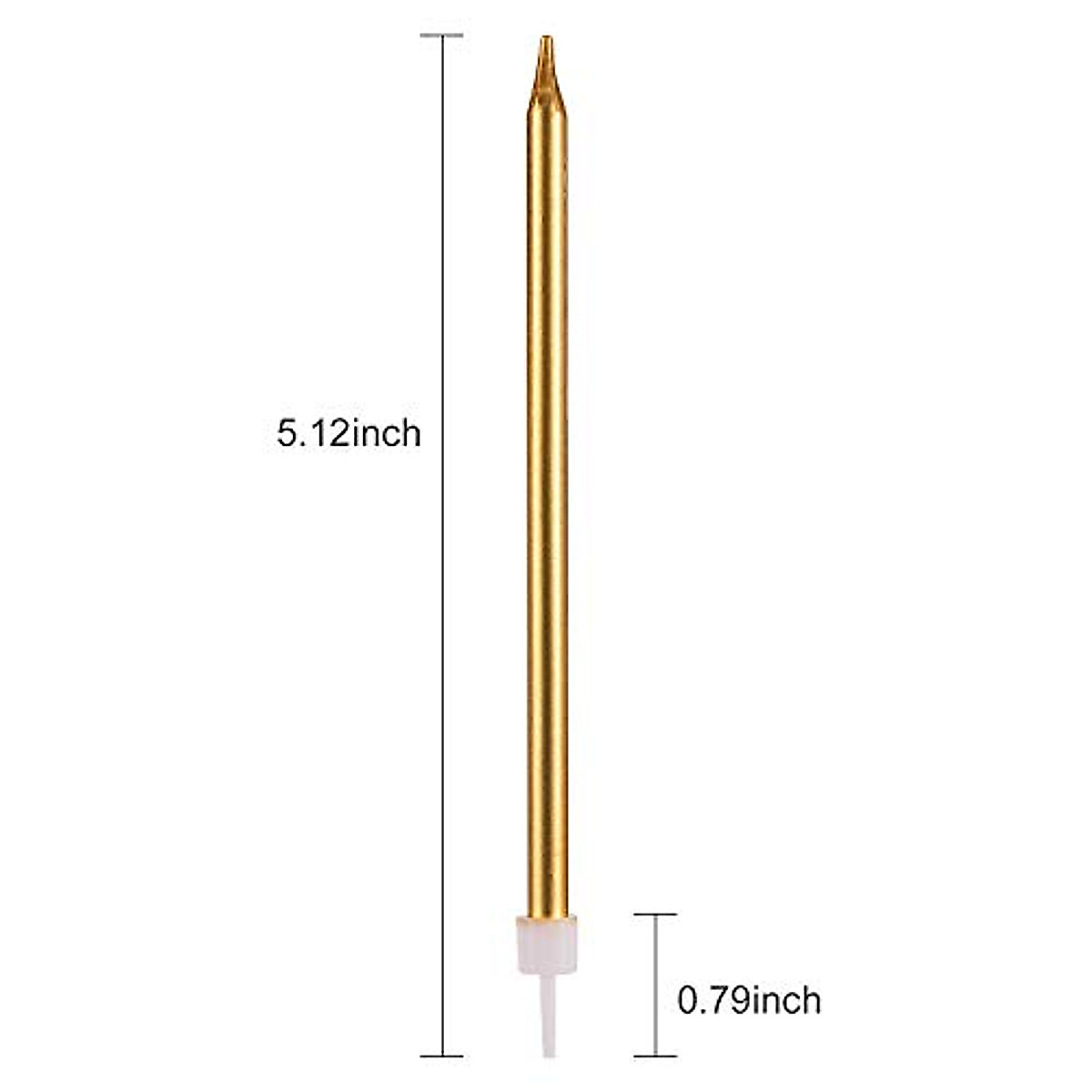 Pfizermay 24 Count Metallic Birthday Candles in Holders Gold Tall Birthday Cake Candles Long Thin Cupcake Candles for Birthday Wedding Party Decoration (Gold)