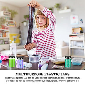 Hajoyful Plastic Jars with Lids 6OZ 42PCS,Small Cosmetic Slime Containers Clear Travel Round Jars Empty Refillable Sample Containers Leak Proof Pot with Black Lids for Lotion, Cream, Body Scrub