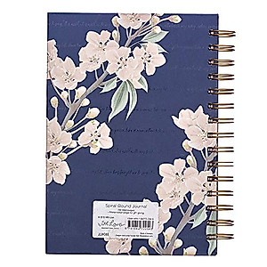 Inspirational Spiral Journal Notebook for Women It is Well Navy Blue Floral Wire Bound w/192 Ruled Pages, Large Hardcover, With Love