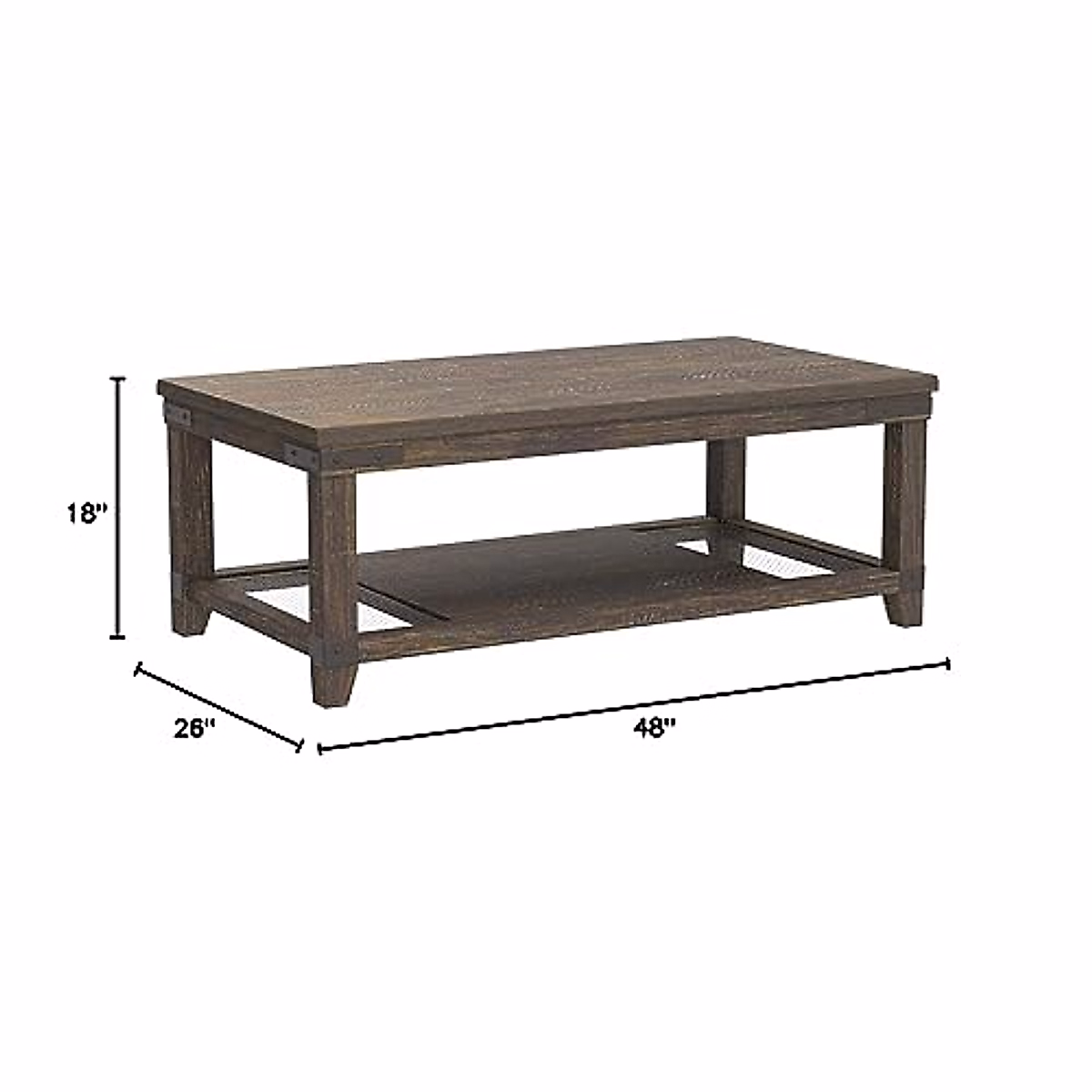 Signature Design by Ashley Danell Ridge Rustic Rectangular Coffee Table with Iron Accents, Brown