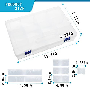 Gefischtter 2pcs Fishing Tackle Box,Tackle Boxes Organizer with Removable Dividers Clear Transparent Storage Trays for Fishing Lures,Baits,Hooks