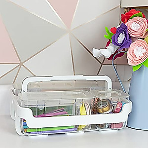 Deflecto Caddy Organizer, Stackable with Three Compartments, White and Clear (29003CR)