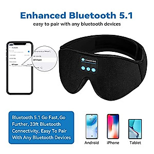 FREGENBO Sleep Headphones Eye Mask, 20-27 Adjustable Music 3D Sleep Mask Upgraded, Wireless Sleeping Headphones for Side Sleepers, HandsFree for Meditation Insomnia Travel(Black)