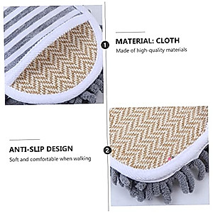 Healvian 1 Pair Slippers Cleaning Mops Floor Mops Interior Cleaner Floor Cleaner Chenille Slippers Indoor Slipper for Cleaning Cloth Shoes Cleaning Slipper Antiskid Footwear Grey Man Stripe