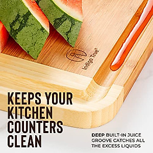 Bamboo Cutting Board - Chopping Board, Wood Cutting Board with Juice Groove, Charcuterie Board, Serving Platter Cheese Board, Bread Board, Turkey Meat Cutting Board, Wooden Cutting Boards for Kitchen