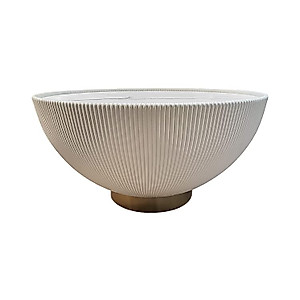 First of a Kind Modern Drum Bowl Coffee Table - Round Shaped Coffee Table – Modern Decorative Tables - Tabletop for Home Decor - Sintered Stone at Top with Microfiber Leather, White