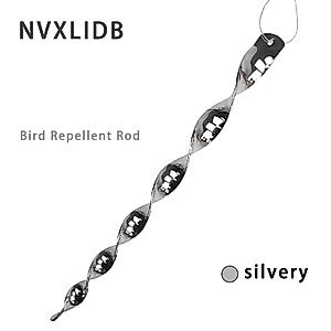 12" Woodpecker Repellent Reflective Sticks Decorative Wind Powered Rotating Bird Control Patio Pool Reflective Strips for Christmas Decoration (10 Pack Silver)