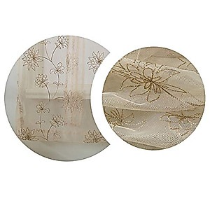 JAIJY Rod Pocket Liftable Roman Window Curtains Flower Embroidery Tie Up Sheer Shade Voile Shade Drape for Small Window Bathroom Decor, 1 Panel, 31"x 47" Inches Length