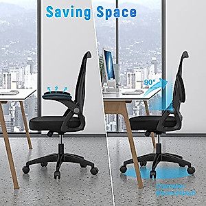 naspaluro Ergonomic Office Chair, Mid-Back Computer Chair with Adjustable Height, Flip Up Arms and Lumbar Support, Breathable Mesh Desk Chair for Home Study Working