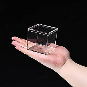 Clear Acrylic Box with LId ,Dayaanee 4 Pack Small Acrylic Box with Lid Plastic Square Cube Small Container , 2.5x2.5x2.5 Inches/65X65X65mm Storage Boxes Organizer Containers for Candy Pill and Tiny Jewelry