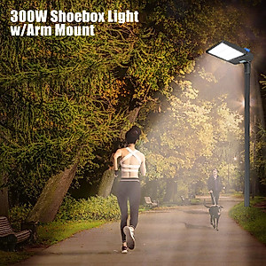 300W LED Parking Lot Light Outdoor, 39000LM 5000K Shoebox Light with Dusk to Dawn Photocell, Slip Fitter Commercial Street Pole Lighting, IP66 Waterproof Street Light for Yard|Roadway, ETL Listed