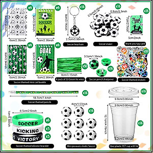 Colarr 195 Pcs Soccer Birthday Gifts Party Favors Gift Cups Pencils Mini Book Keychains Wristbands Stickers Thank You Cards Eraser Sharpener Mini Ball for Basketball Football Soccer Party