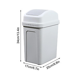 4 Gallon Kitchen Trash Can Plastic Garbage Can with Swing-top Lid Bathroom Trashcan Garbage Bin for Kitchen Waste Bedroom Room Outdoor Trash Can (Light Gray)