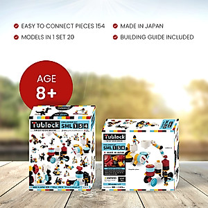 Tublock Challenger Set (SML 154 Pieces) | Creative & Educational Brick Building Toys for Girls & Boys | Easy to Connect Building Bricks Set | Innovative Curved Bricks for Building with Movable Pieces