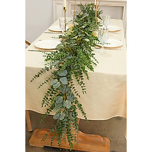 Clycaloor 9 FT Eucalyptus Greenery Garlands for Table, Artificial Long Greenery Garlands, Spring Green Eucalyptus Garland for Wedding, Mantle, Party, Home Decor